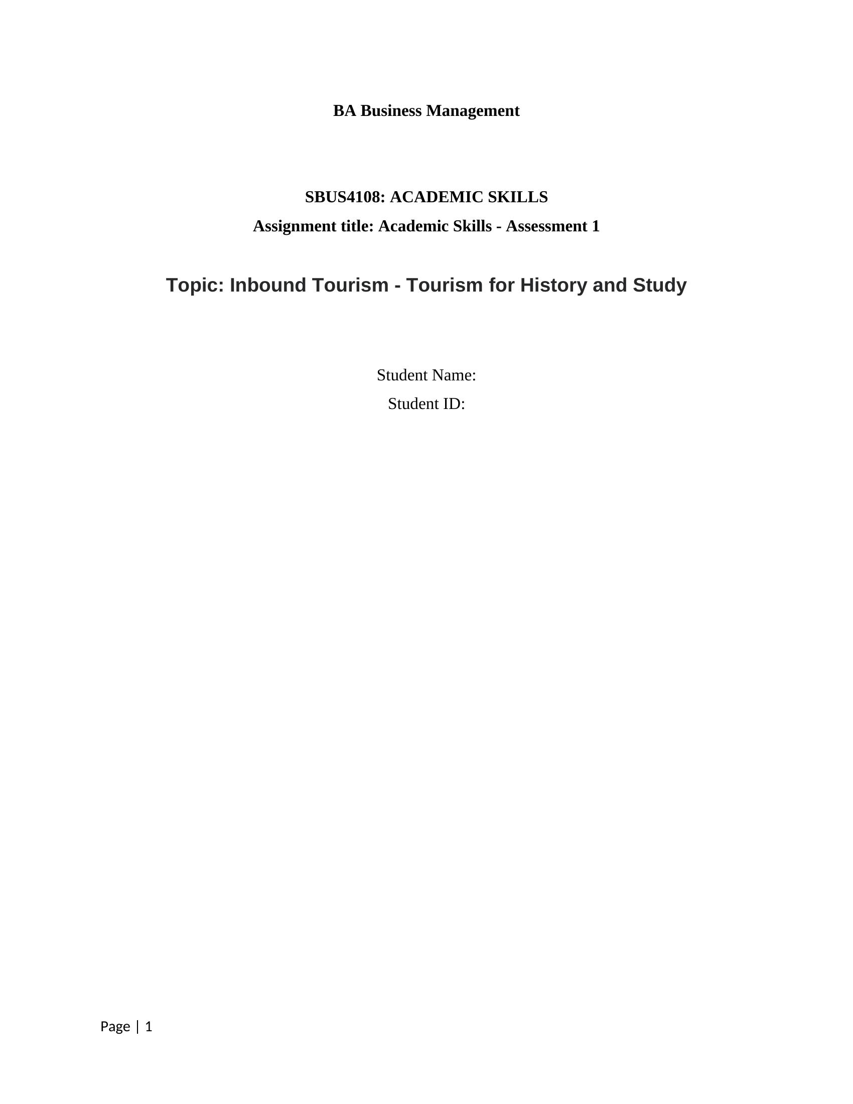 SBUS4108: Academic Skills - Assessment 1