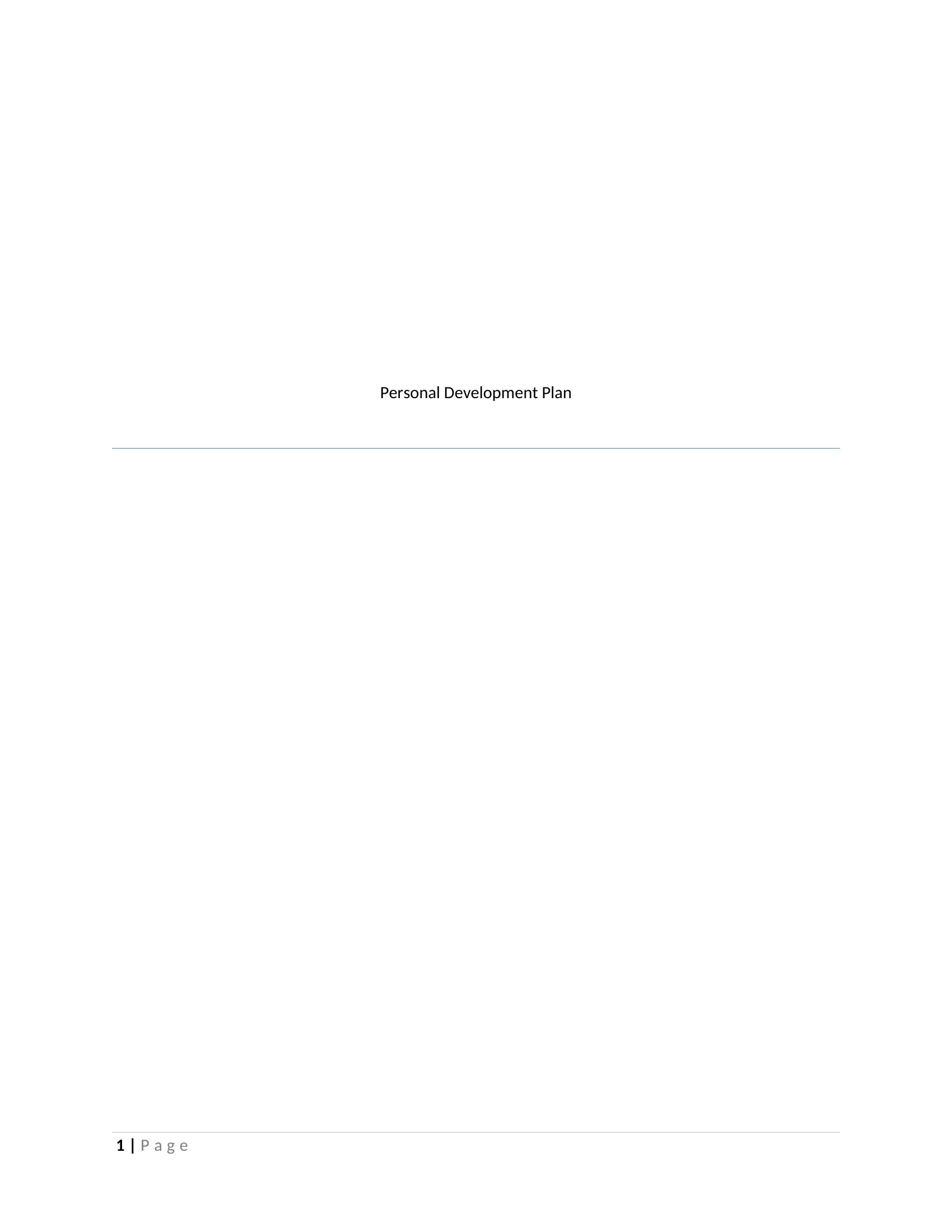 Personal Development Plan Assignment Personal Development Plan Assignment